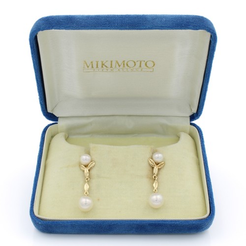 Mikimoto 14K Cultured Japanese Akoya Pearl Drop Friction Post Earrings #JB364-1 | eBay