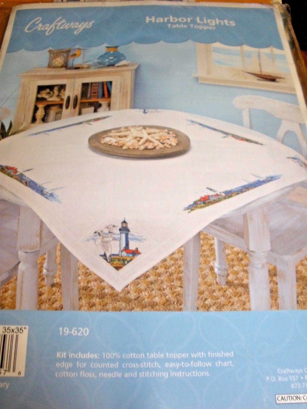 NEW Craftways HARBOR LIGHTS Table Topper #19-620 Cross Stitch Kit 35" X ...