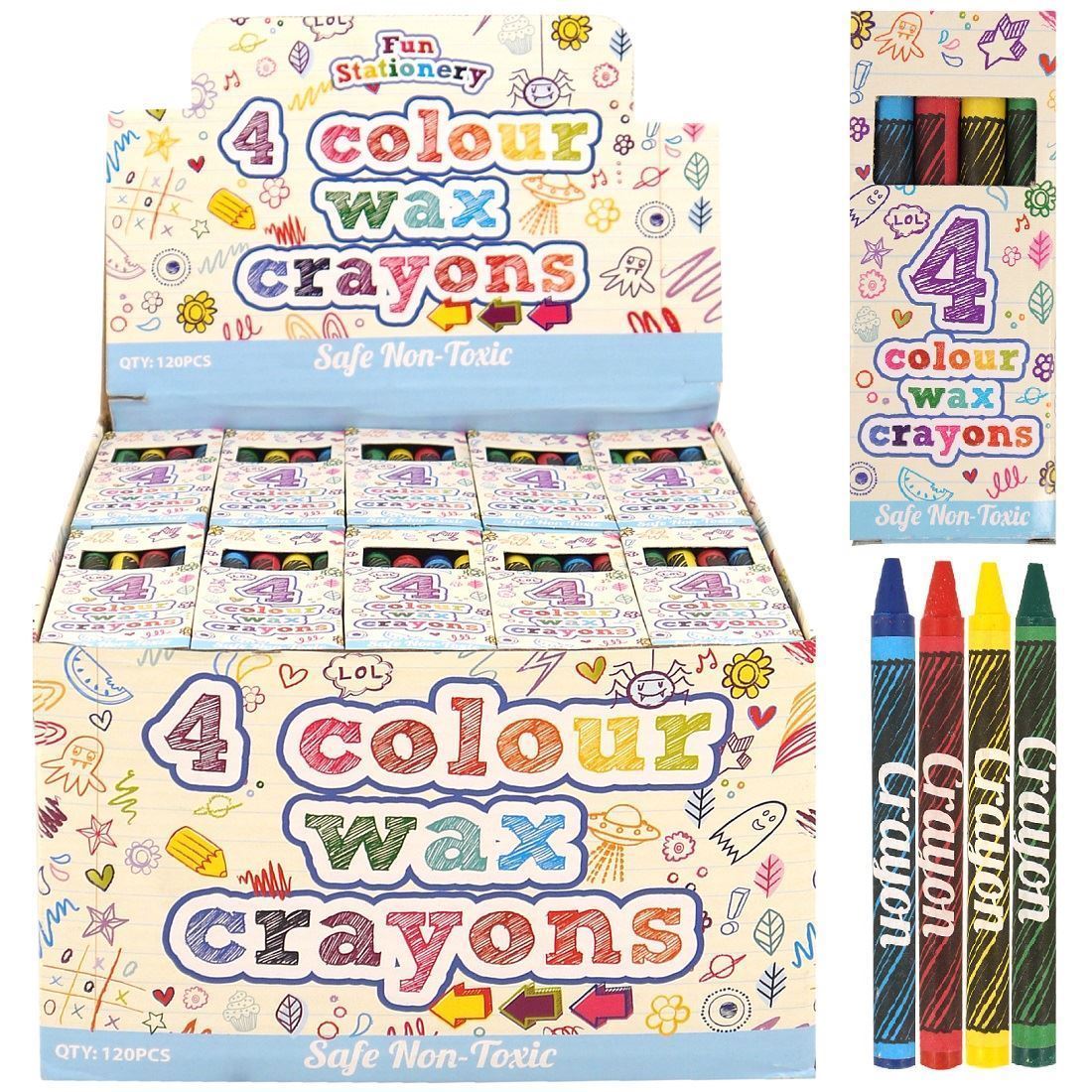 Box of 50 cryons Pack of 4 each Mini Colouring Wax Crayons Kids Party ...