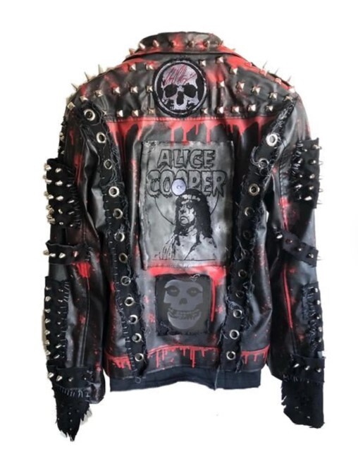 Men Spiked Biker Leather Steam Punk Alice Cooper Jacket, Gothic Jacket ...