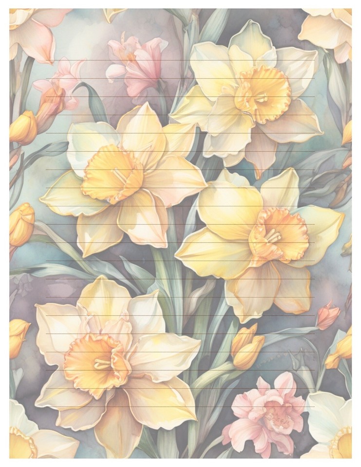 Spring WF#034 - Lined Stationery Paper (25 Sheets) 8.5 x 11 Premium ...