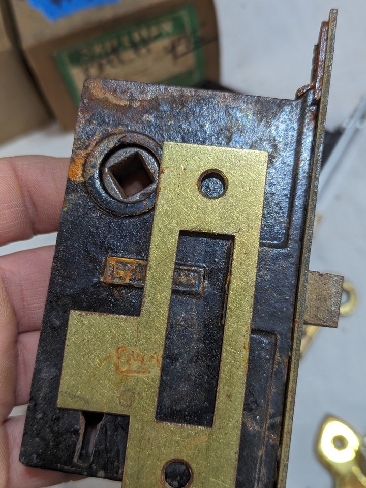 NOS Vtg 2 Skillman Door Mortise Lock Sets Brass & Nickel 12 Pt Glass ...