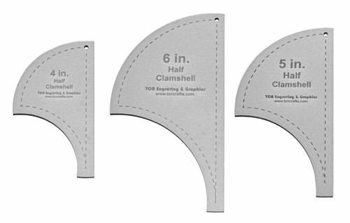Half Clamshell Templates 3 Piece Set 4, 5, 6 Inches Clear Acrylic 1/8 ...