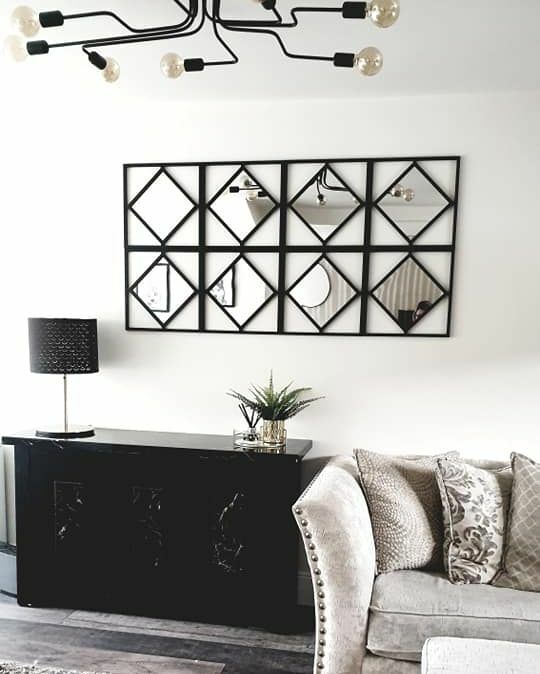 Black Square Wall Mirror Set Set Of 3 Square Diamond Shape Frame Black