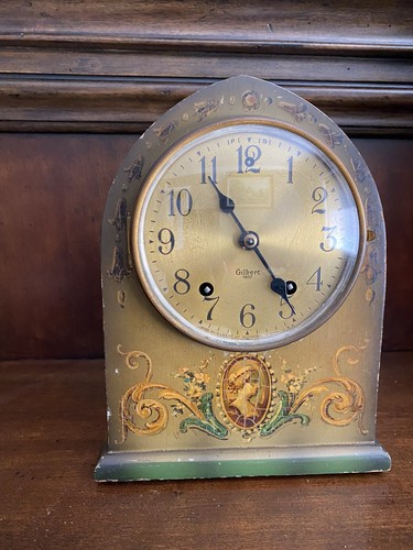 Antique Gilbert 1807 Mantle Clock Ornate Green Romantic Design. | eBay