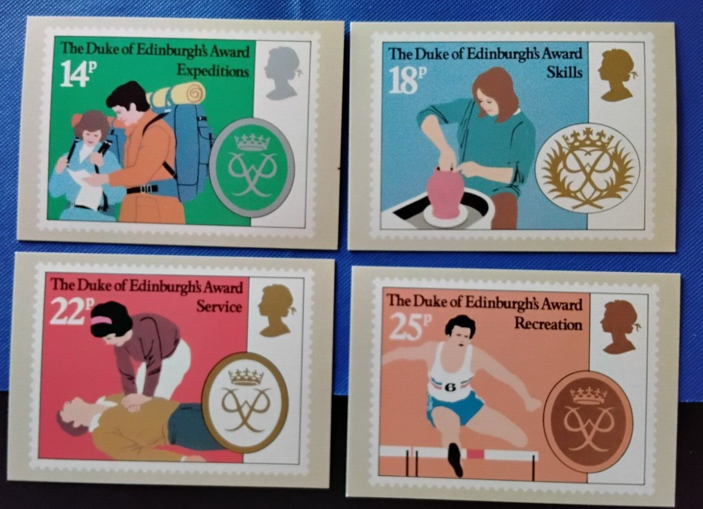 PHQ 54 ROYAL MAIL STAMP POSTCARDS, SET OF 4 CARDS - DUKE OF EDINBURGH'S ...