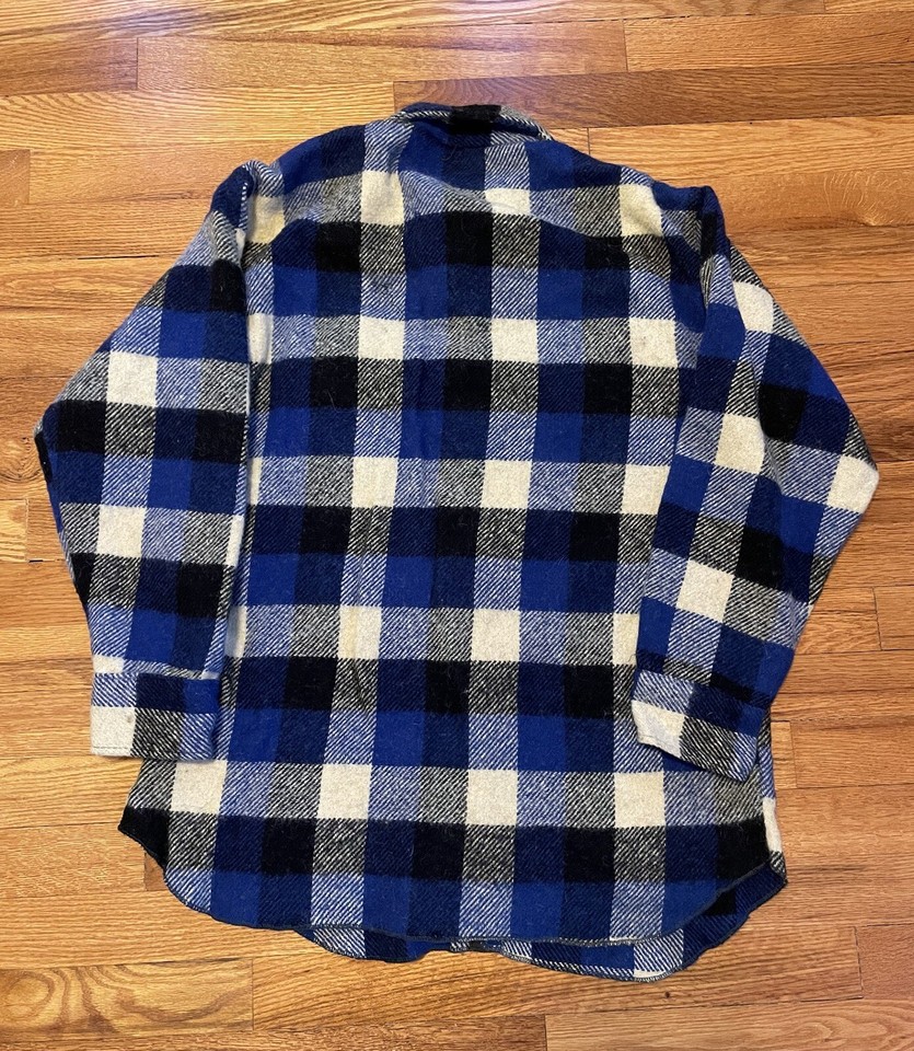 50s True Vintage Chill Chaser Blue Top Blue Plaid Mens Large Button Up ...