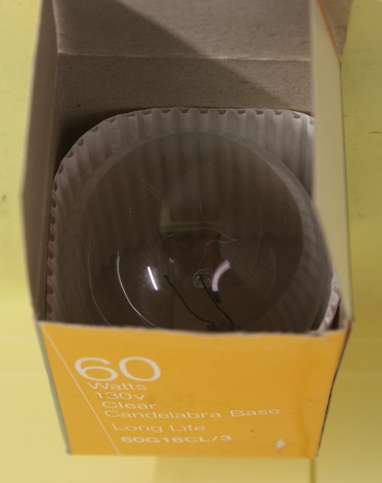 Lot of 20 Bulbrite 60G16CL3 60W G16 Globe 130V Candelabra Light Bulb, Clear | eBay
