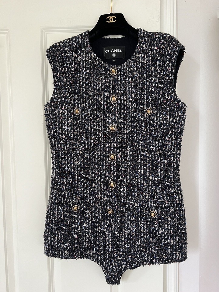 CHANEL 21A RUNWAY METIERS D´ART JUMPSUIT ROMPER IN NAVY BLUE ...