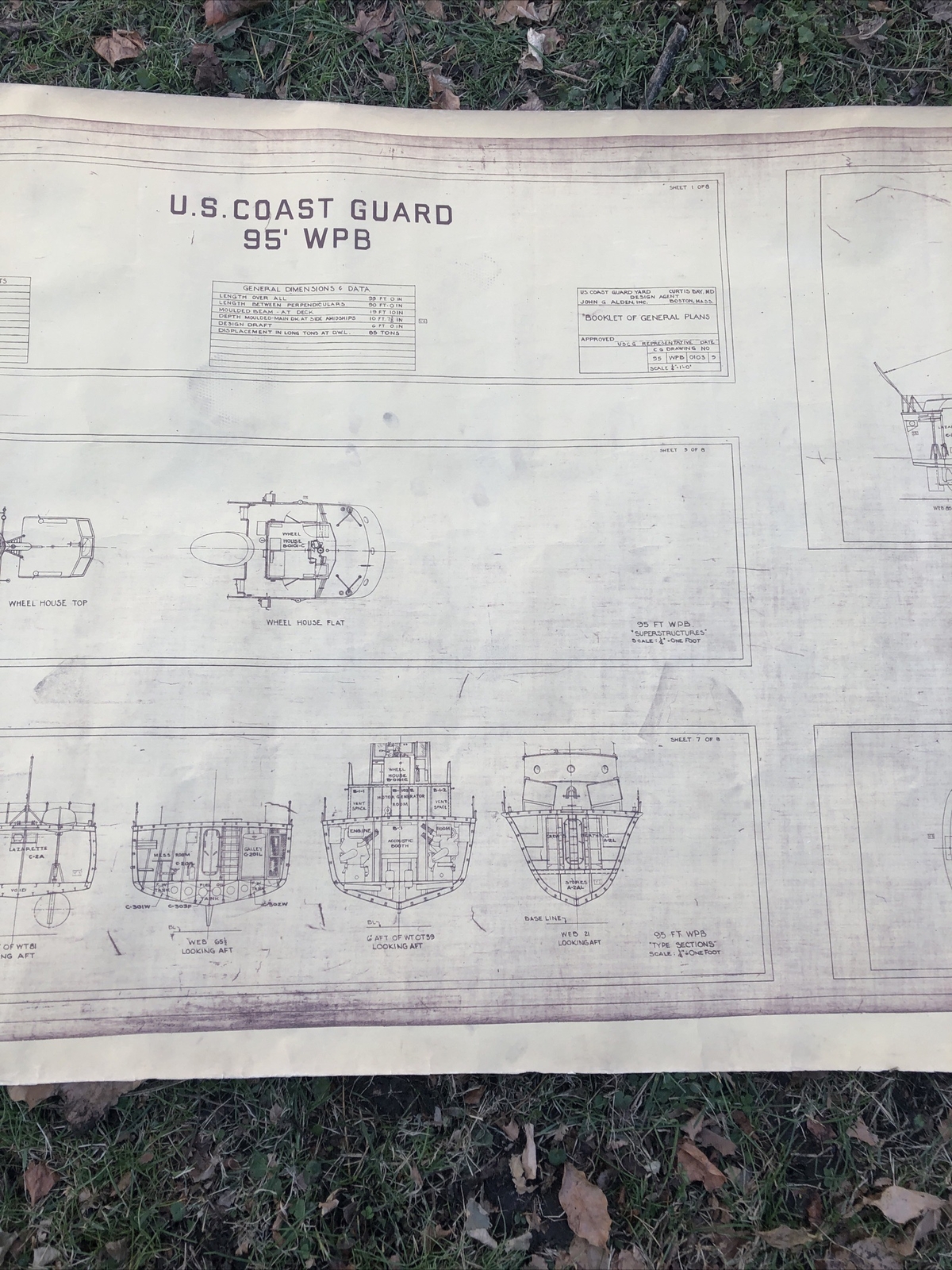 Original Construction Blueprints Drawings US Coast Guard 95’ WPB 1953 ...