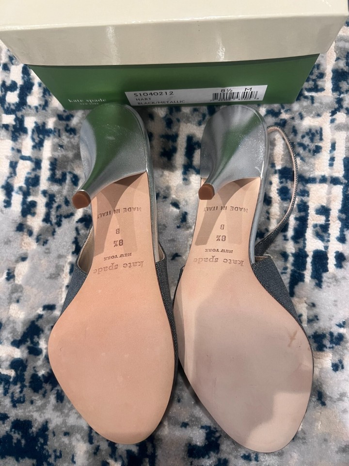 KATE SPADE Blue and Silver Hart Slingback Peep Toe sz 8.5 | eBay