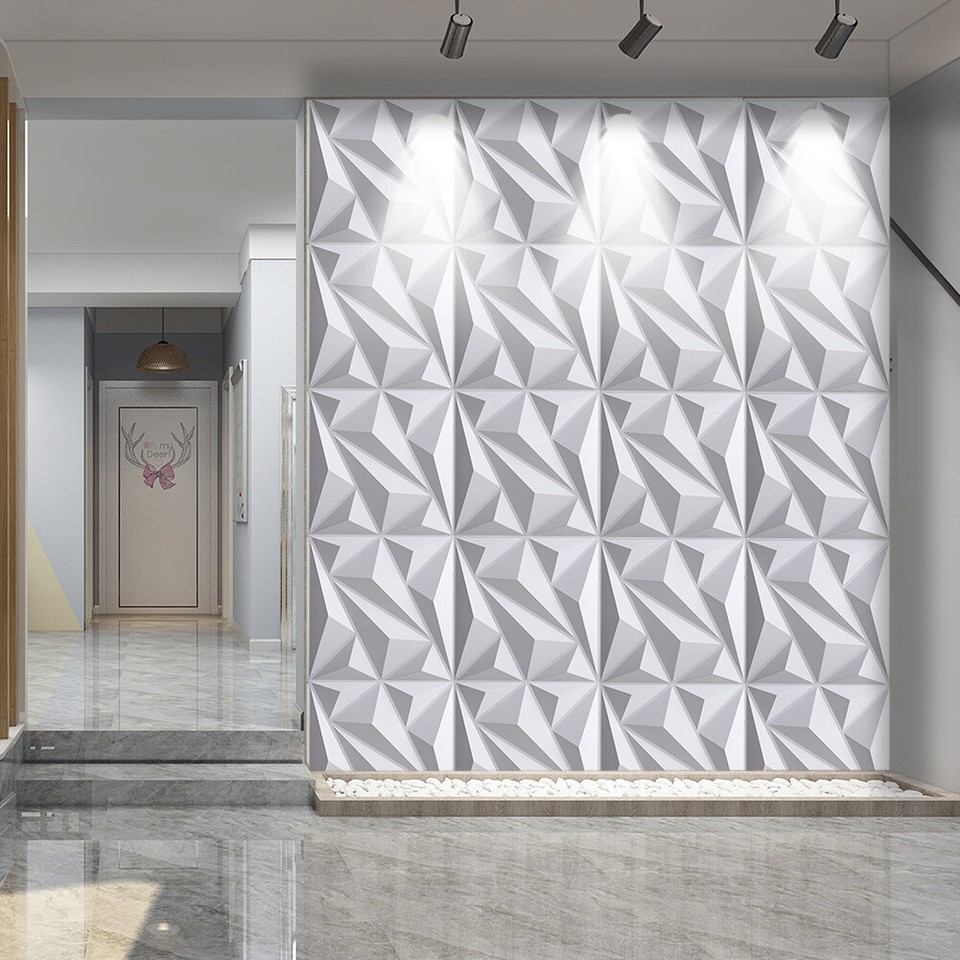 12/24PS 3D Wall Panels 50x50cm PVC Matt White Ceiling Decor Wallpaper ...