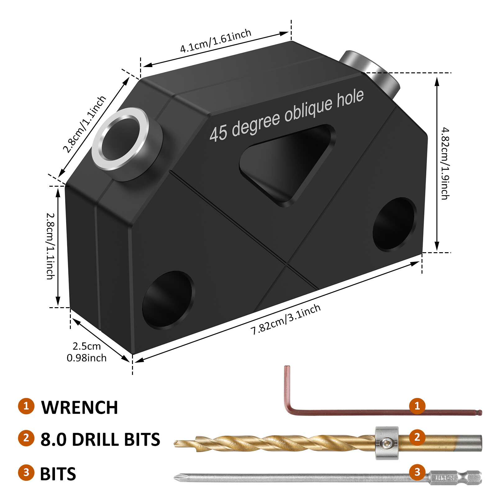Drilling Jig 30 45 90 Degree Angle Drill Guide Jig, Drill Guide With 4 ...