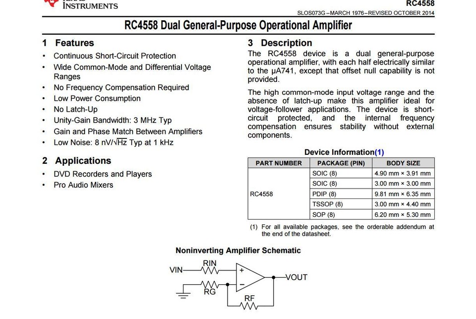 10X RC4558DR Operational Amplifiers - Op Amps Dual General Purpose ...