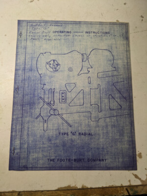 FOOTBURT OPERATOR INSTRUCTION MANUAL TYPE G RADIAL DRILL SHOP TOOL ...