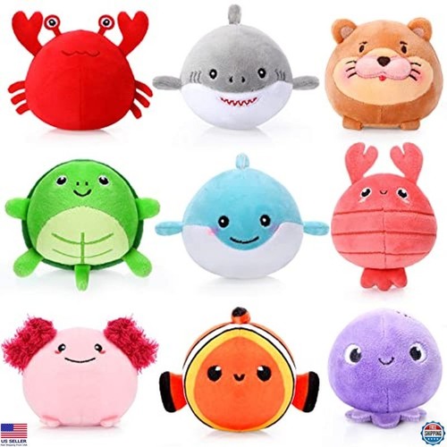 9-Pack Mini Sea Life Plush Toys - 3.15" Soft Shark & Turtle - Party ...