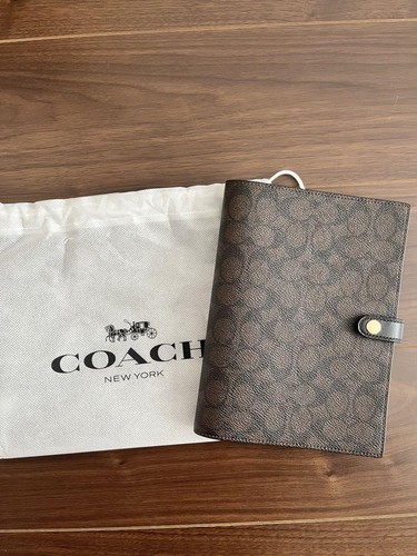 Coach Notebook A5 Size Cover Brown with a storage bag | eBay