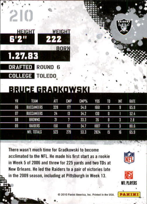 2010 Score #210 Bruce Gradkowski | eBay