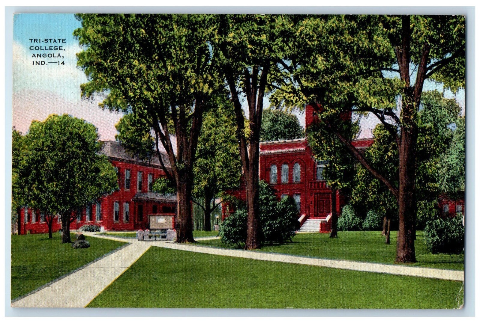 1948 Exterior View Tri-State College Building Angola Indiana IN Vintage ...