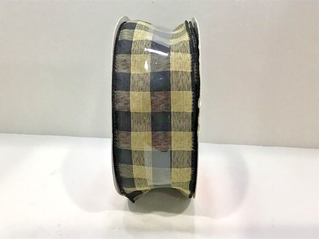 Celebrate It Black & Tan Buffalo Check Wired Jumbo Ribbon 2 1/2 in x 75 ...