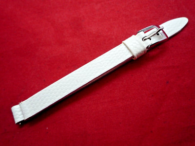 White 8 mm Apollo Genuine Leather Watch Strap Silver Buckle 8mm Lug ...