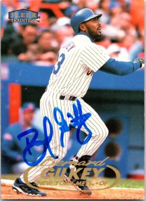 Bernard Gilkey autographed baseball card New York Mets 1998 Fleer ...