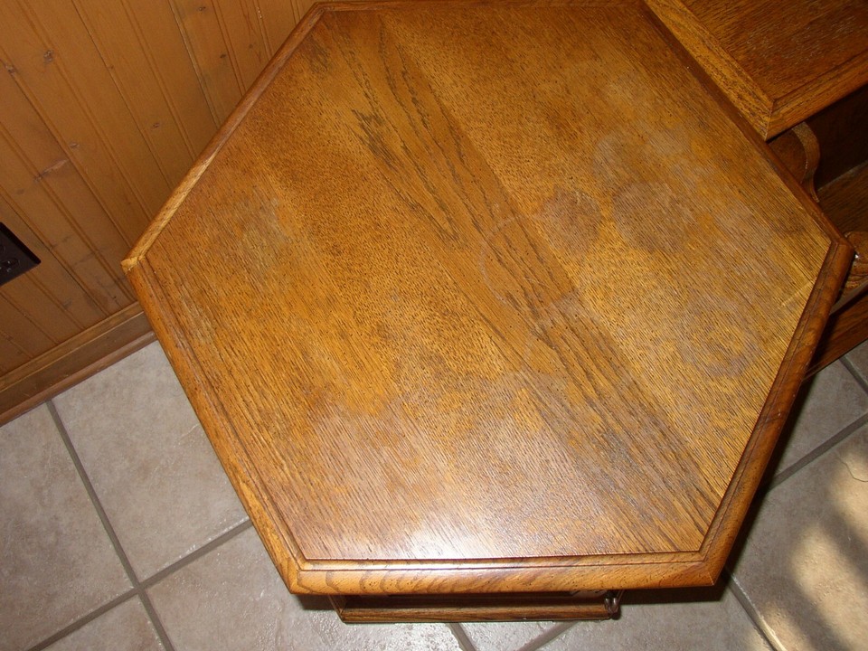 Hexagon oak side table x1 | eBay