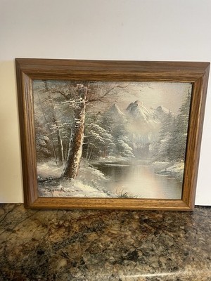 SIGNED ROGER BROWN SMALL FRAMED OIL PAINTING 1997 WINTER SCENE | eBay
