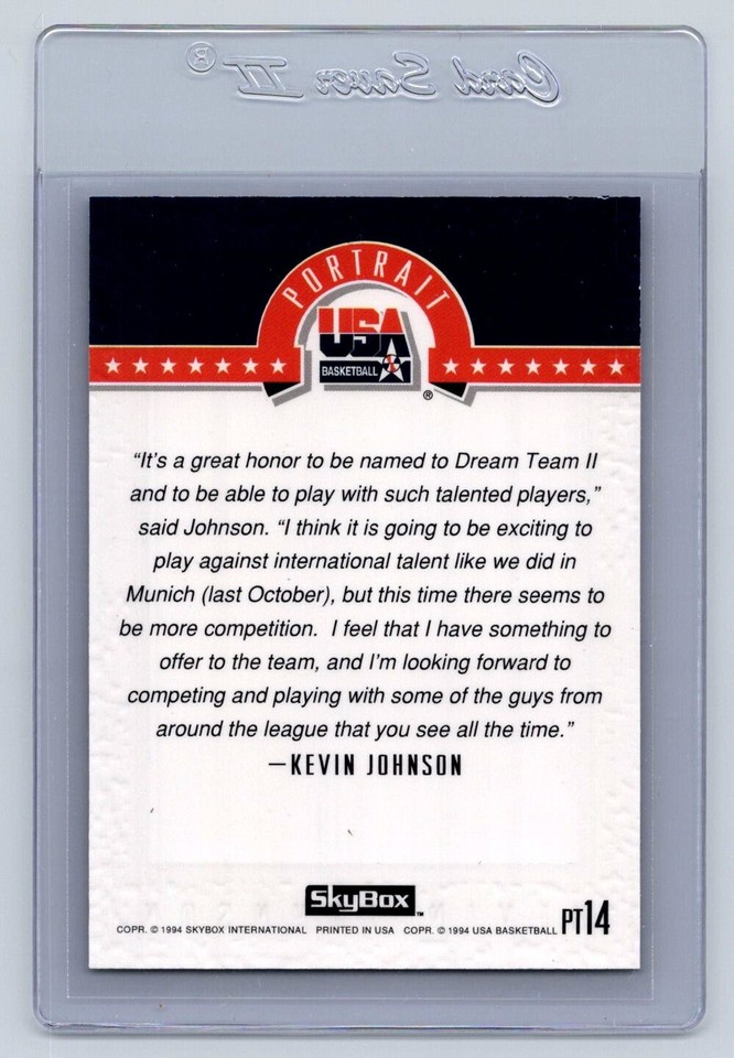 Kevin Johnson 1994 SkyBox USA Basketball Portrait Gold Card PT-14 ...