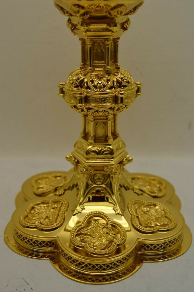 Nice Antique Traditional Gothic Chalice + All Sterling, All Gold Plated ...