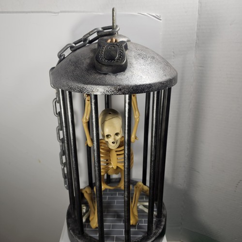 GEMMY Skeleton Cage Halloween Animated Decoration Lights/Sounds Motion ...