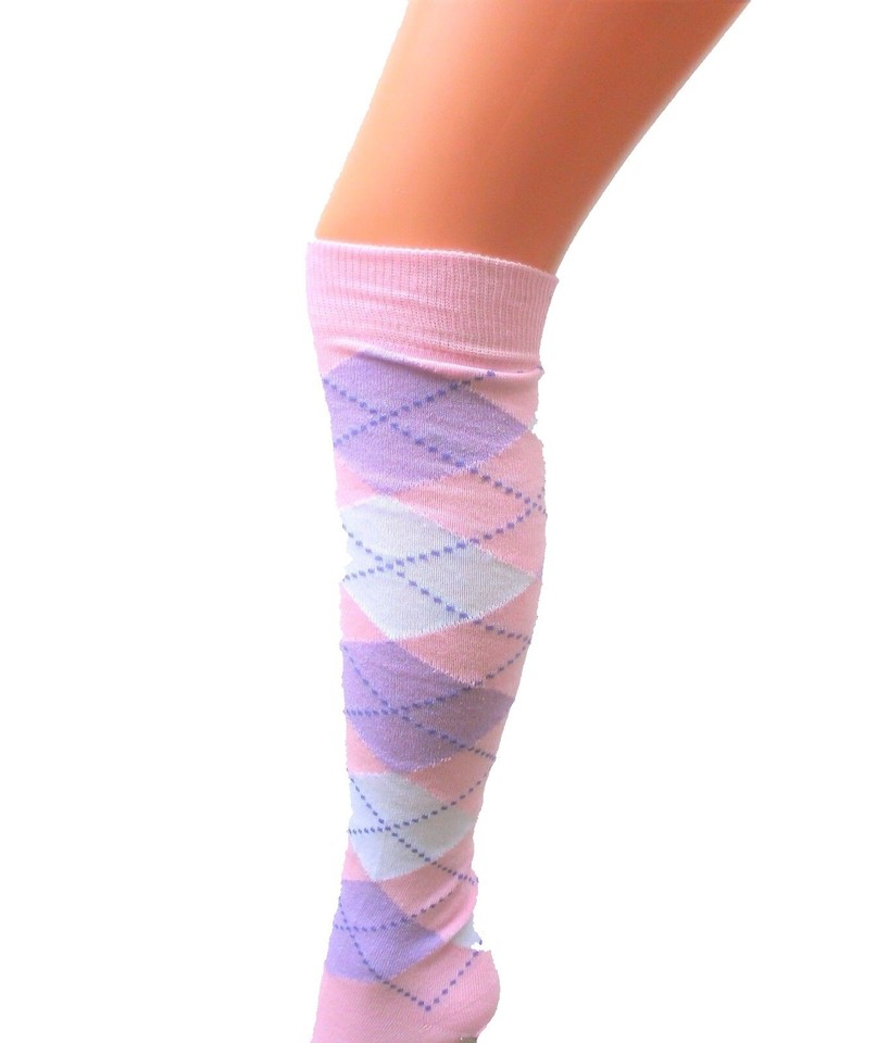 ARGYLE CHECK DIAMOND STRETCH LONG KNEE HIGH SOCKS PUB GOLF FANCY DRESS ...