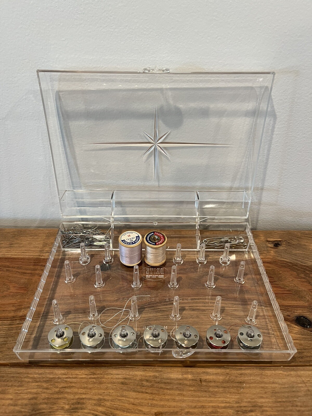 MCM Dritz Spool Box No 786 Starburst Acrylic Clear Sewing Box | eBay