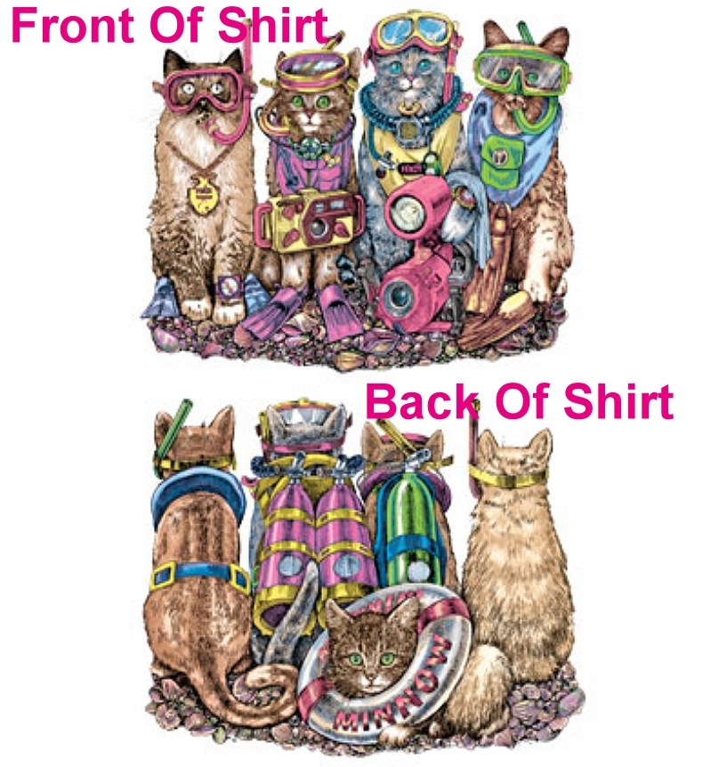 Scuba & Snorkel Cats Shirt,Diving Kittys ~ Snorkels,Tanks,Goggles ...