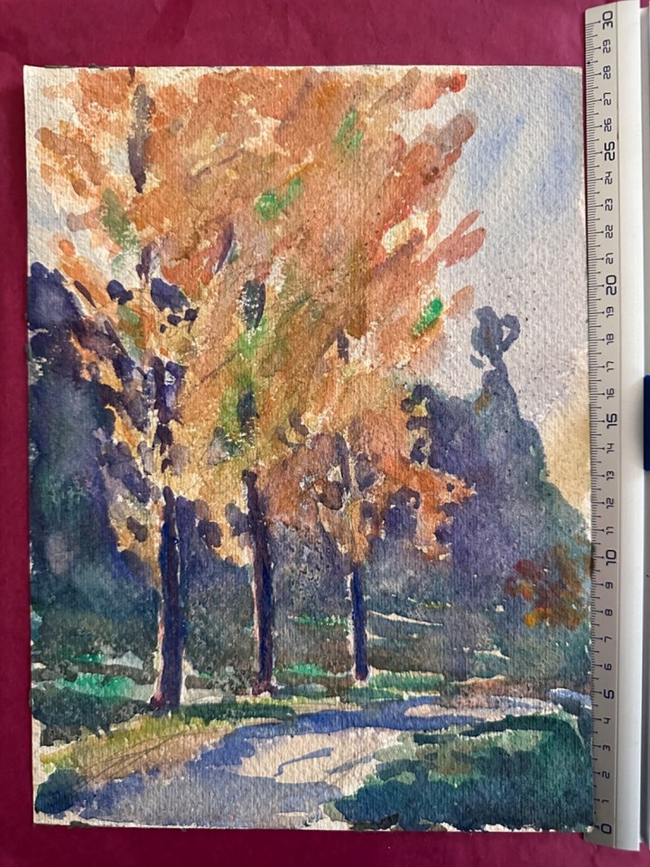 Vintage Landscape Drawing Tree Fauvism Autumn Jean Terles Art Deco | eBay