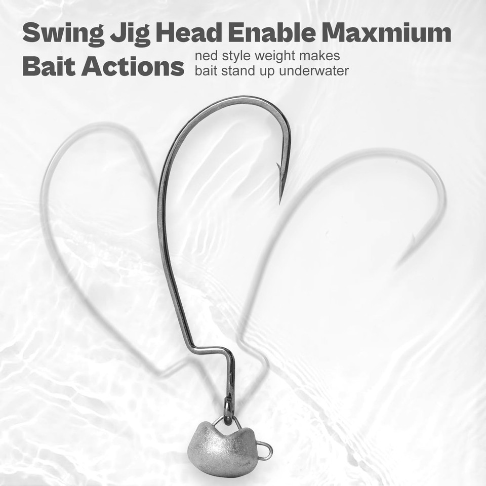 OJY&DOIIIY Swing Weedless Ned Rig Jig Heads, 12 3/16oz - 12Pack ...
