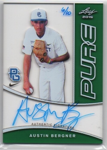 2015 Leaf Perfect Game Pure Glass Green Auto Austin Bergner Tigers Auto ...