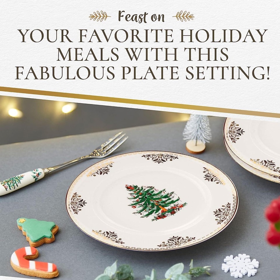 Spode Christmas Tree Gold Collection 4-Piece Place Setting, 22 Karat ...