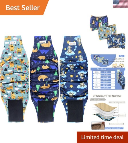 Eco-Friendly XS Male Dog Diapers - 3 Pack of Washable and Leak ...