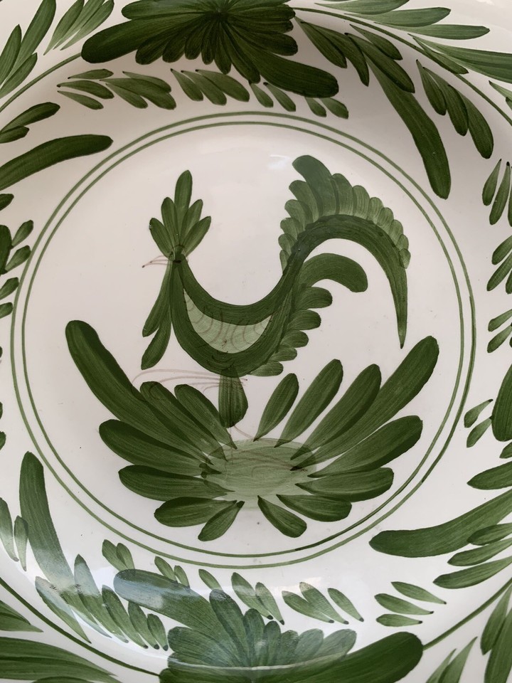 Green Rooster Toile Hanging Dinner Plate 10.25” Handmade The Cooley ...