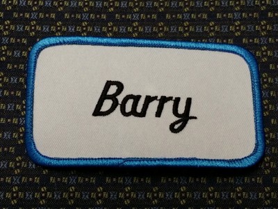 BARRY NAME TAG BLUE AND WHITE PATCH | eBay