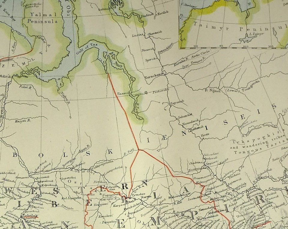 1883 LETTS MAP RUSSIA ASIA TURKESTAN TOBOLSK SIBERIA RUSSIAN EMPIRE ...