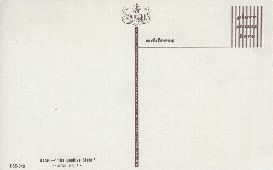 Postcard UT Map Utah The Beehive State at the Crossroads of the West | eBay