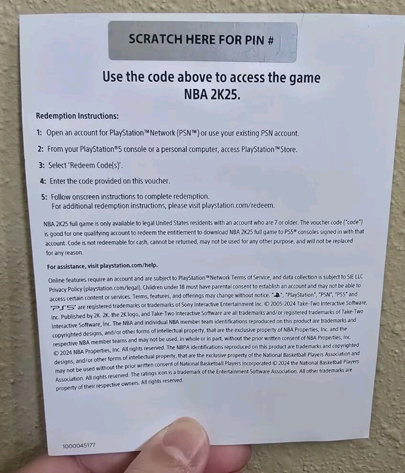 NBA 2K25 PS5 Digital Code Slip - Full Game - PlayStation 5 | eBay
