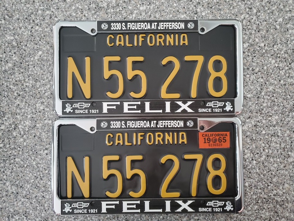 1963 Black California Commercial License Plates, 1965 Validation ...