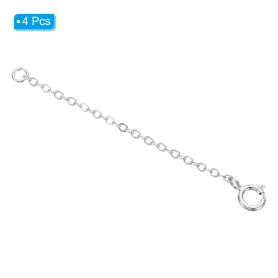 2 Inch S925 Silver Necklace Extender, 4 Pack Chain Extenders Extension ...