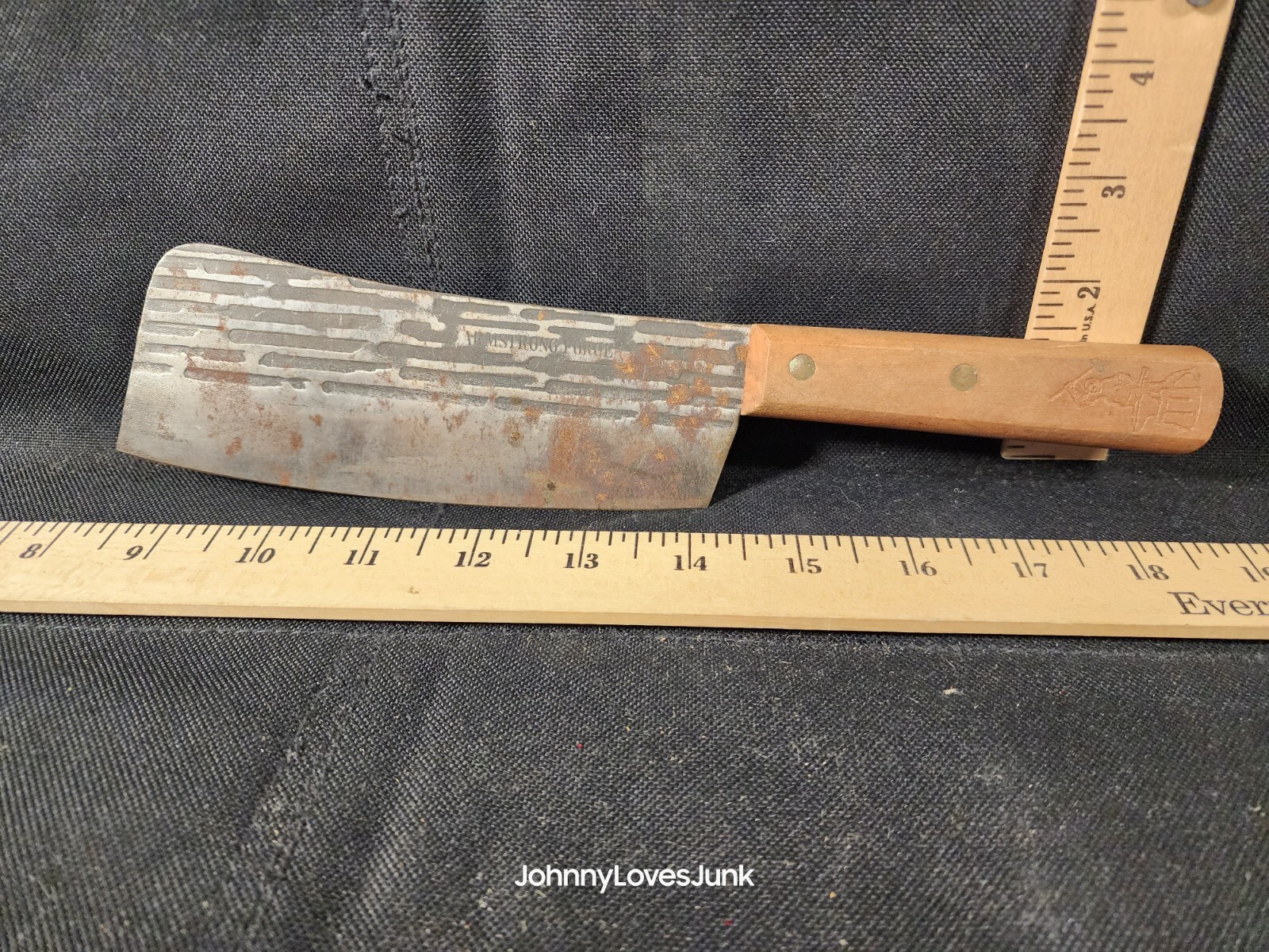 Vintage Frontier Forge Stainless High Carbon Steel Meat Cleaver w/Wood ...