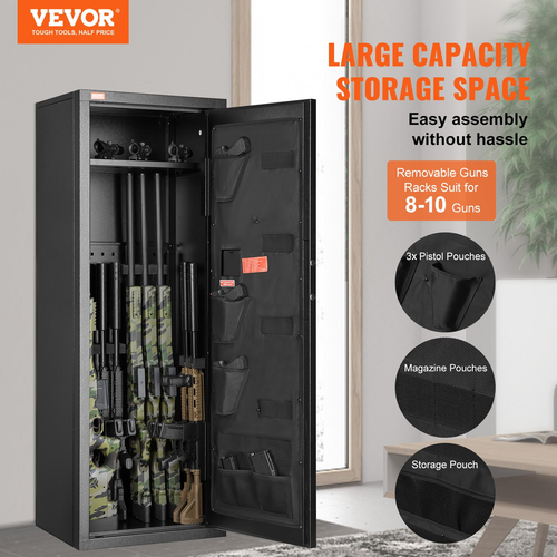 VEVOR 8-10 Rifles Gun Safe, Rifle Safe with Lock & Digital Keypad ...
