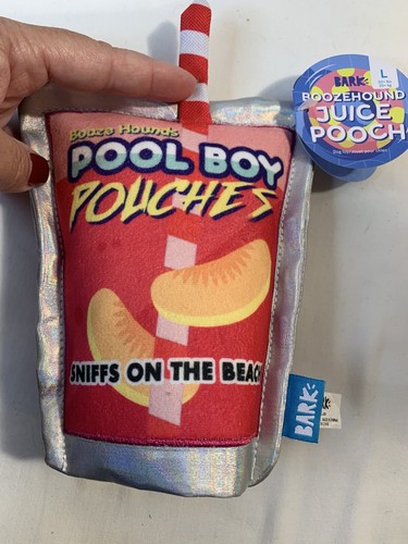Bark Box Dog Toy Boozehound Juice Pooch 7" Plush Squeaker Capri Sun ...