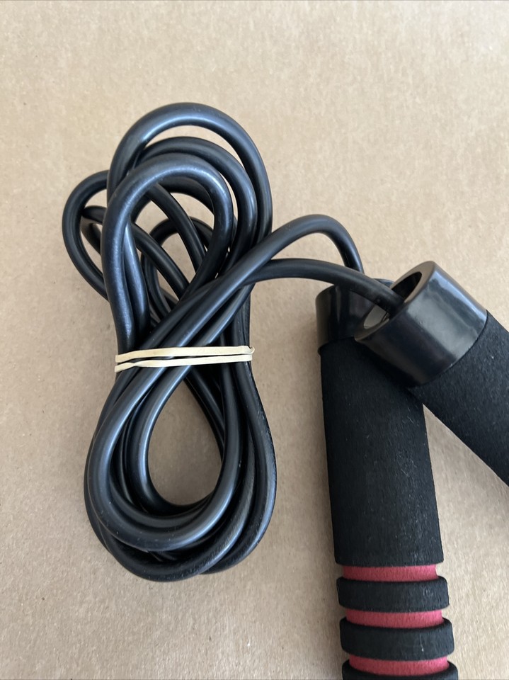 GOLD’S GYM JUMP ROPE PADDED WEIGHTED HANDLES BLACK & RED FITNESS ...